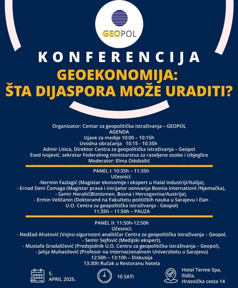 Geopol oraganizuje konferenciju: Geoekonomija- Šta dijaspora može uraditi?